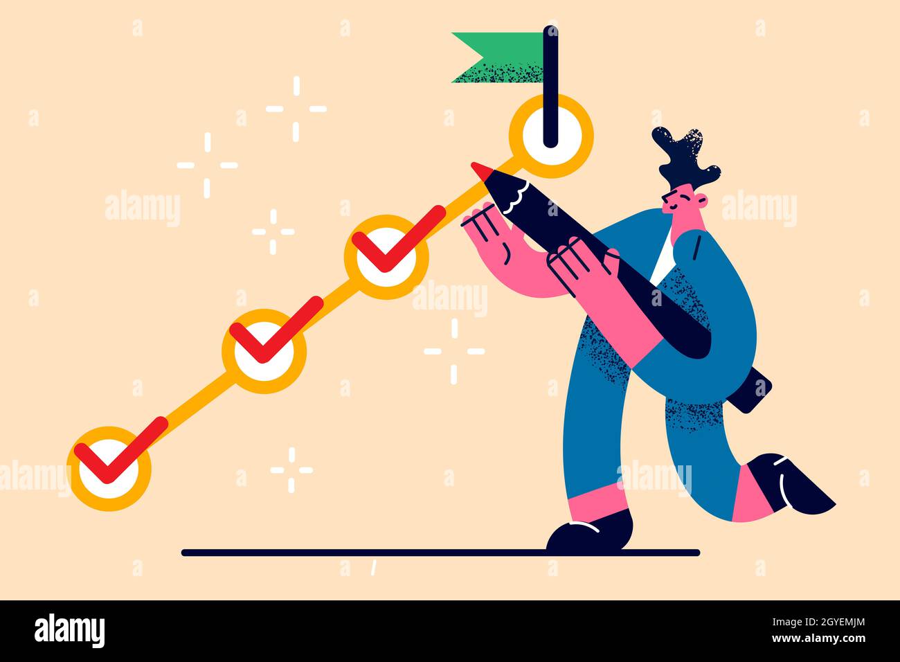 Task completion, task solving, management concept. Positive young ...