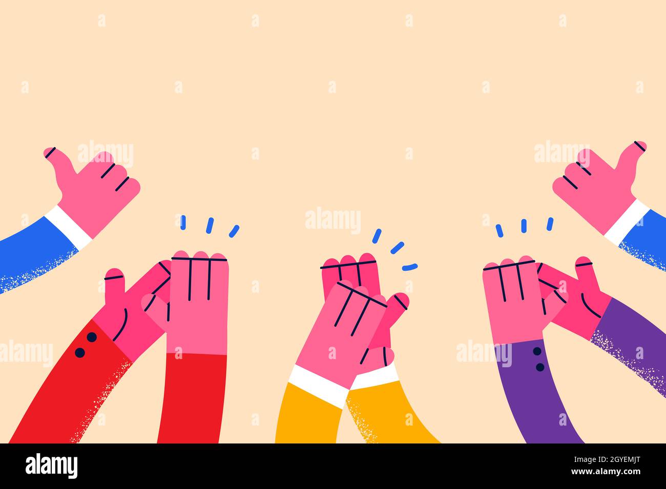 Approval, thumbs up, clapping concept. Human hands applauding in air ...