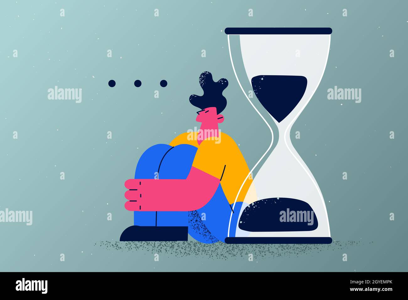 Long wait, delay, appointment concept. Young tired man cartoon ...