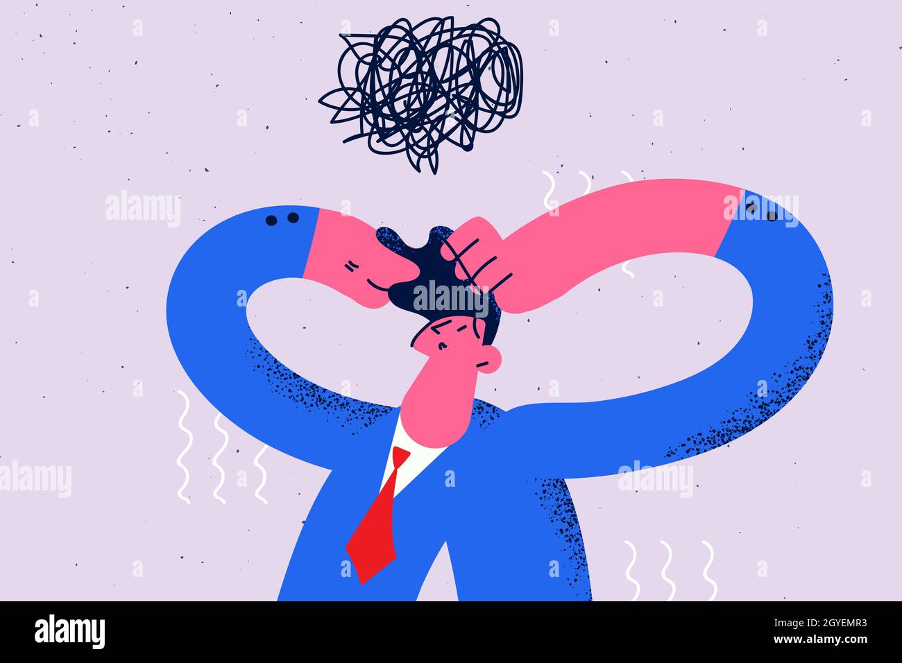 Complicated difficult making decision concept. Frustrated man cartoon ...