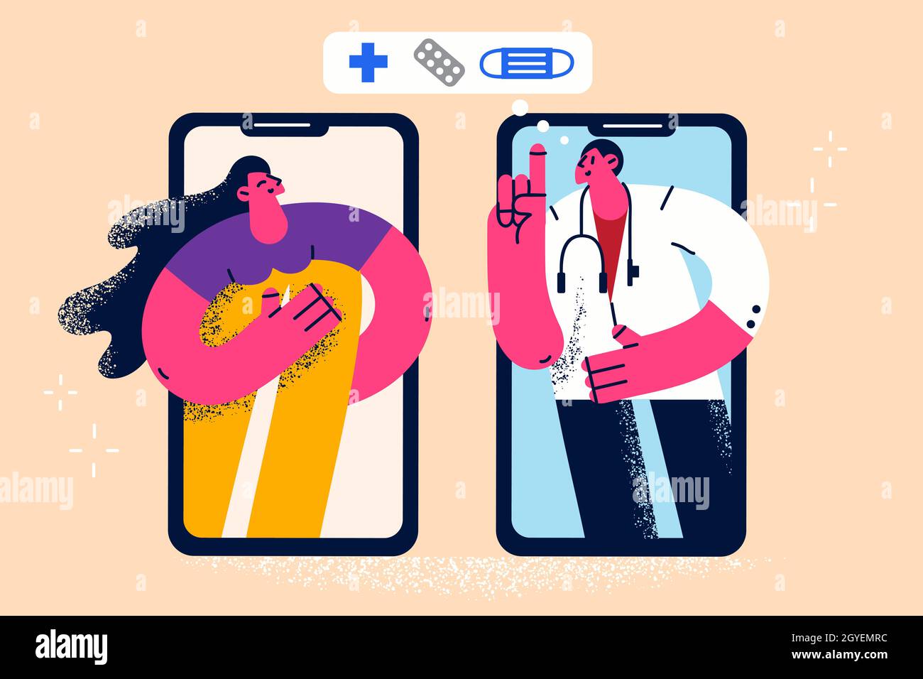 Online health care and medicine concept. Doctor man cartoon character ...