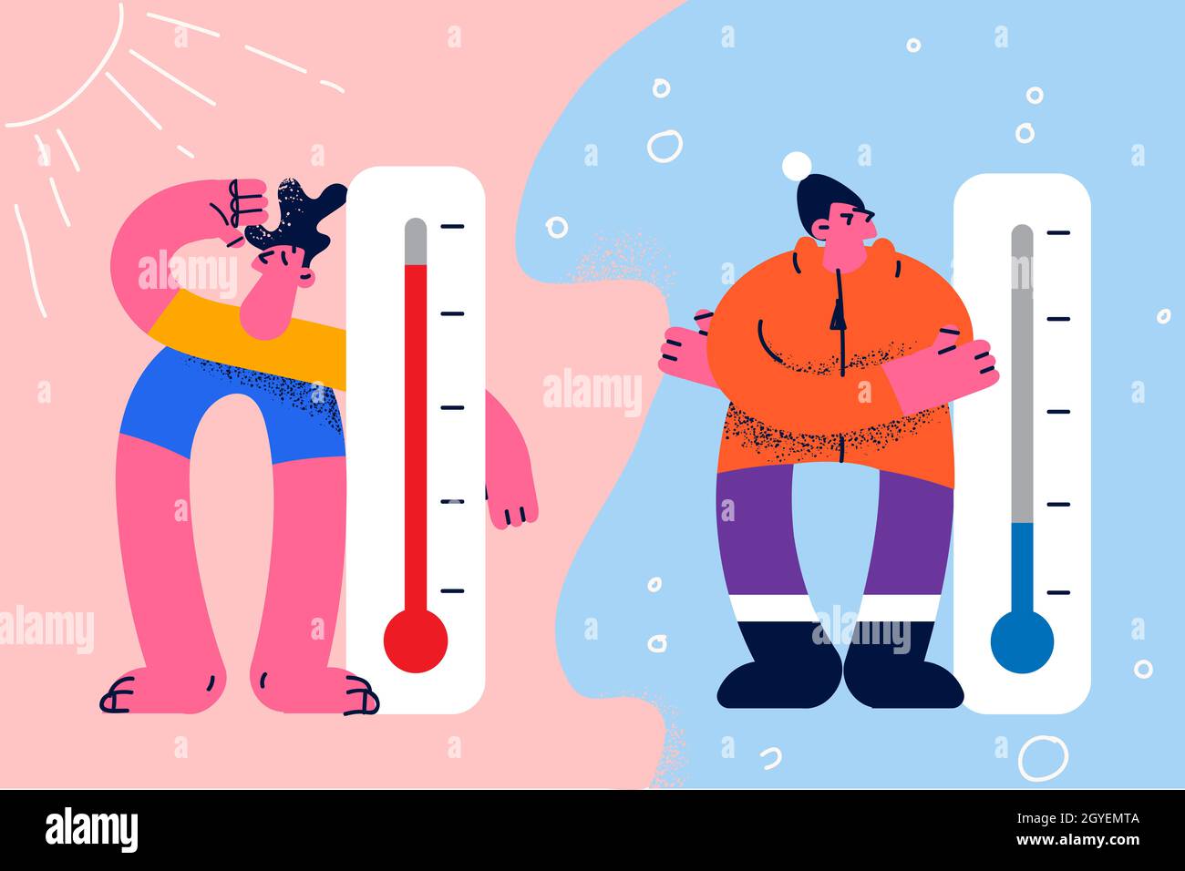 Meteorology thermometers and measuring temperature concept. Cold and ...