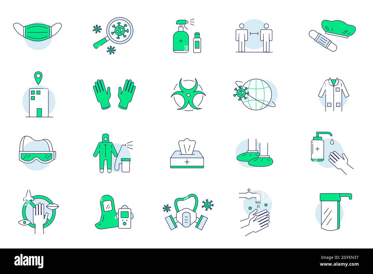 Protective clothing doodle set. Collection of medical PPE icons ...