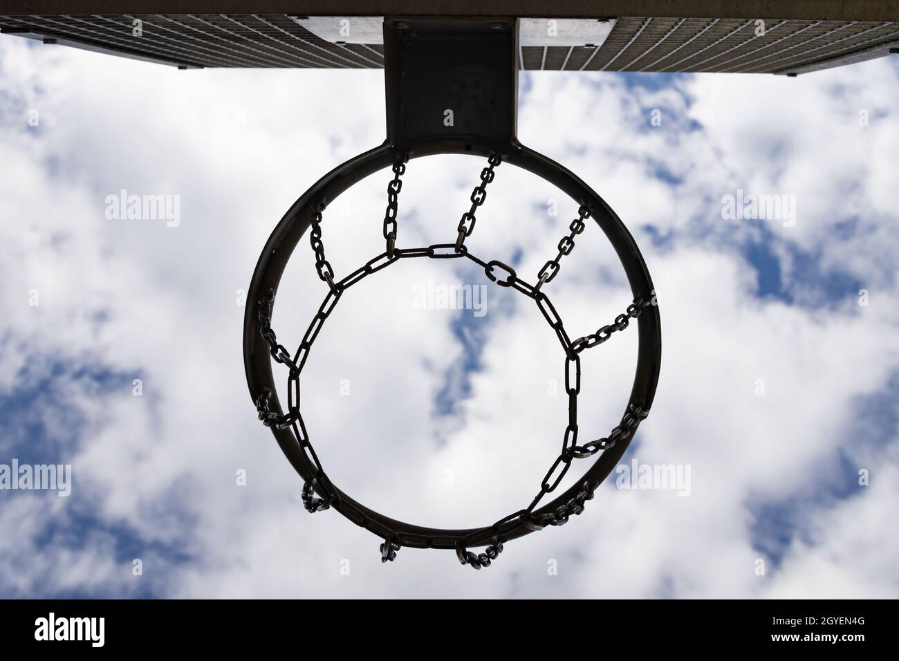 Weathered Basketball Hoop on a sunny day in summertime Stock Photo - Alamy