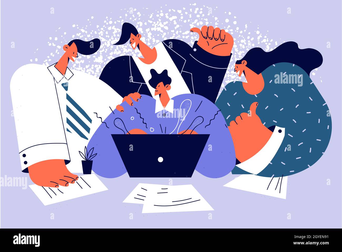 Teamwork, cooperation, business group concept. Group of business ...