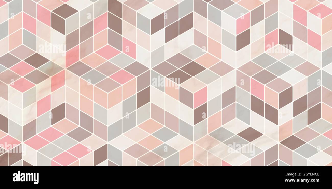 Geometric pattern cube shape pastel color with marble texture elegant ...