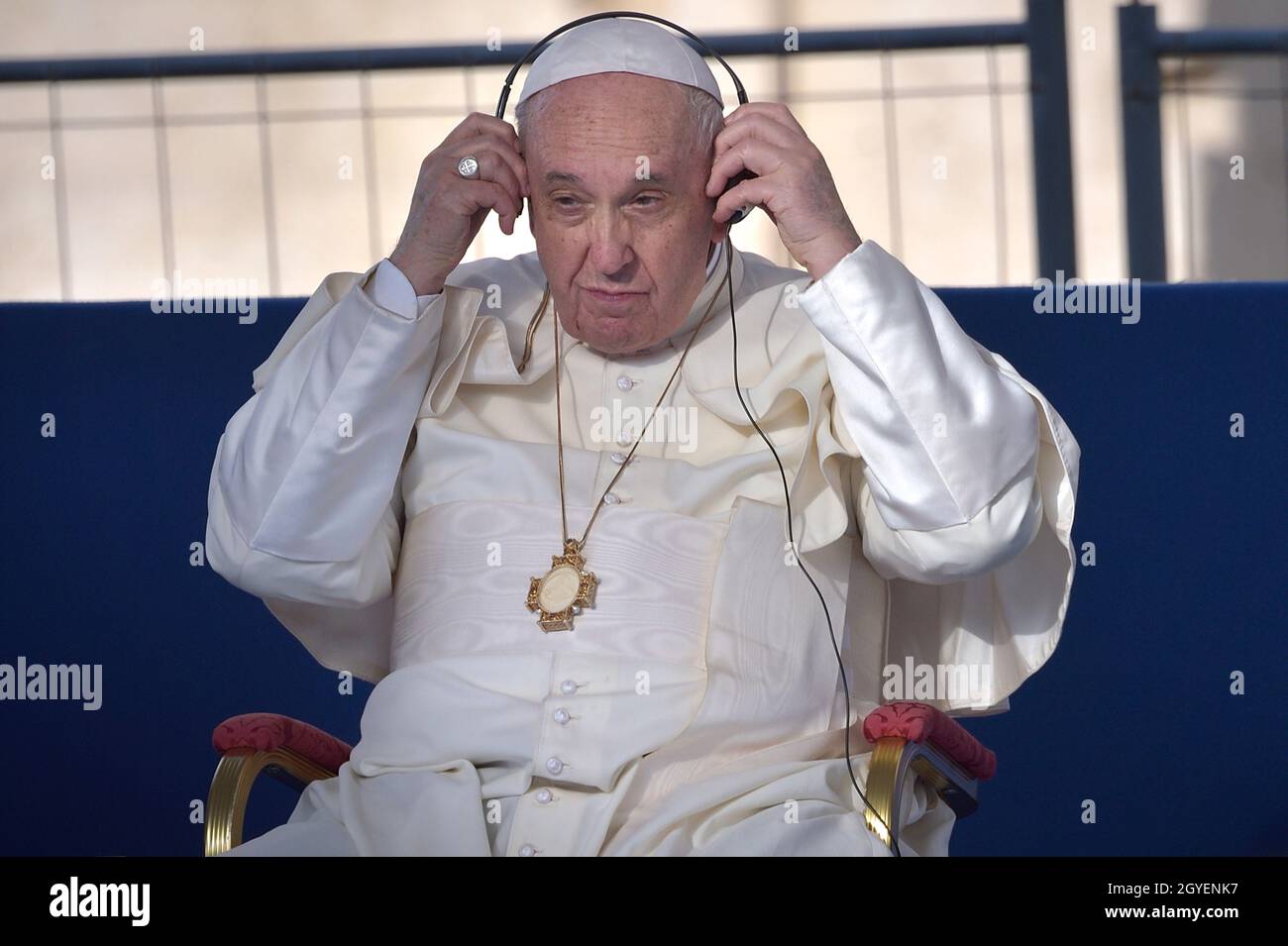 ROME, ITALY - OCTOBER 07: Pope Francis, arrive at Rome's Colosseum for ...
