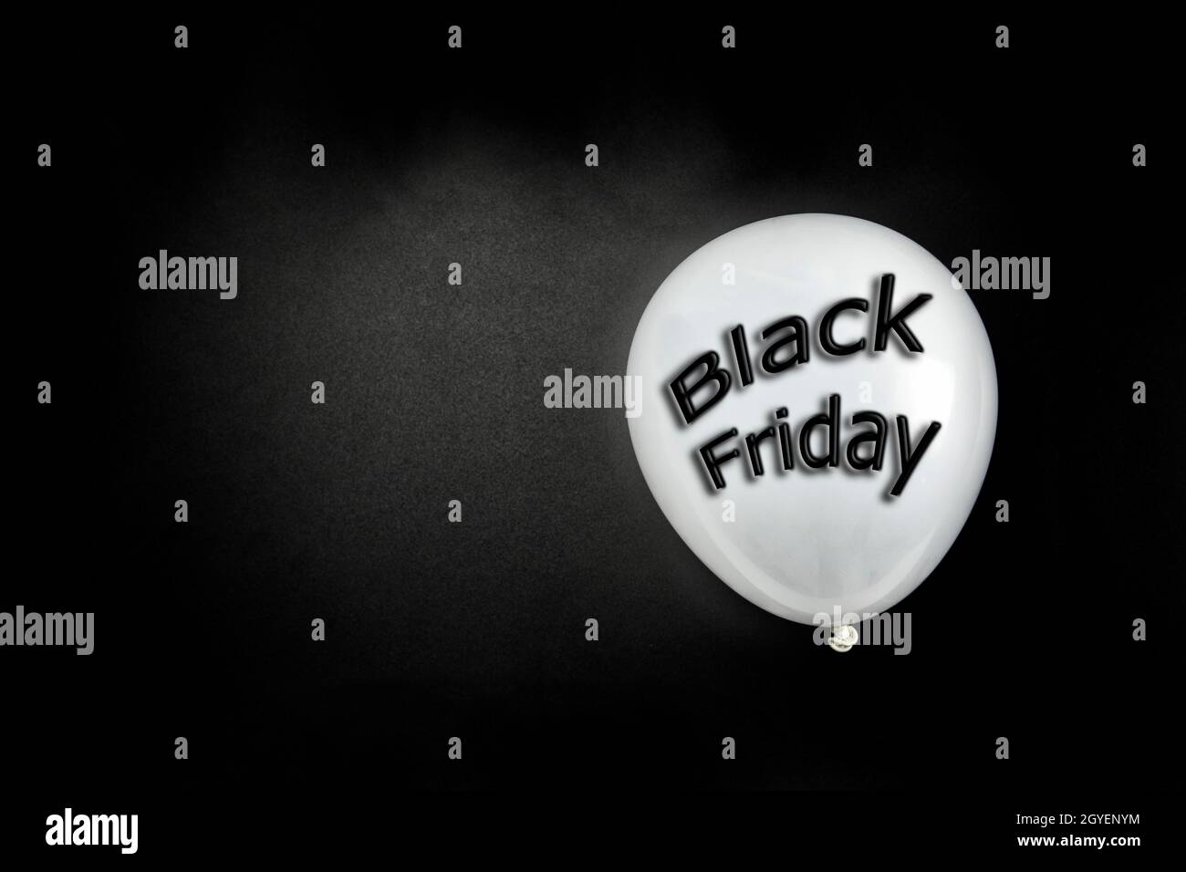 Black Friday concept. Quote Black Friday on black balloon. Flat lay ...