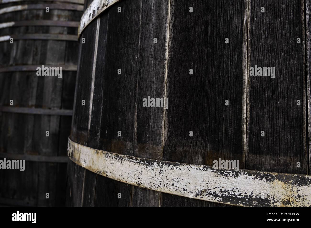Detail of old containers for alcoholic beverages, wine culture ...