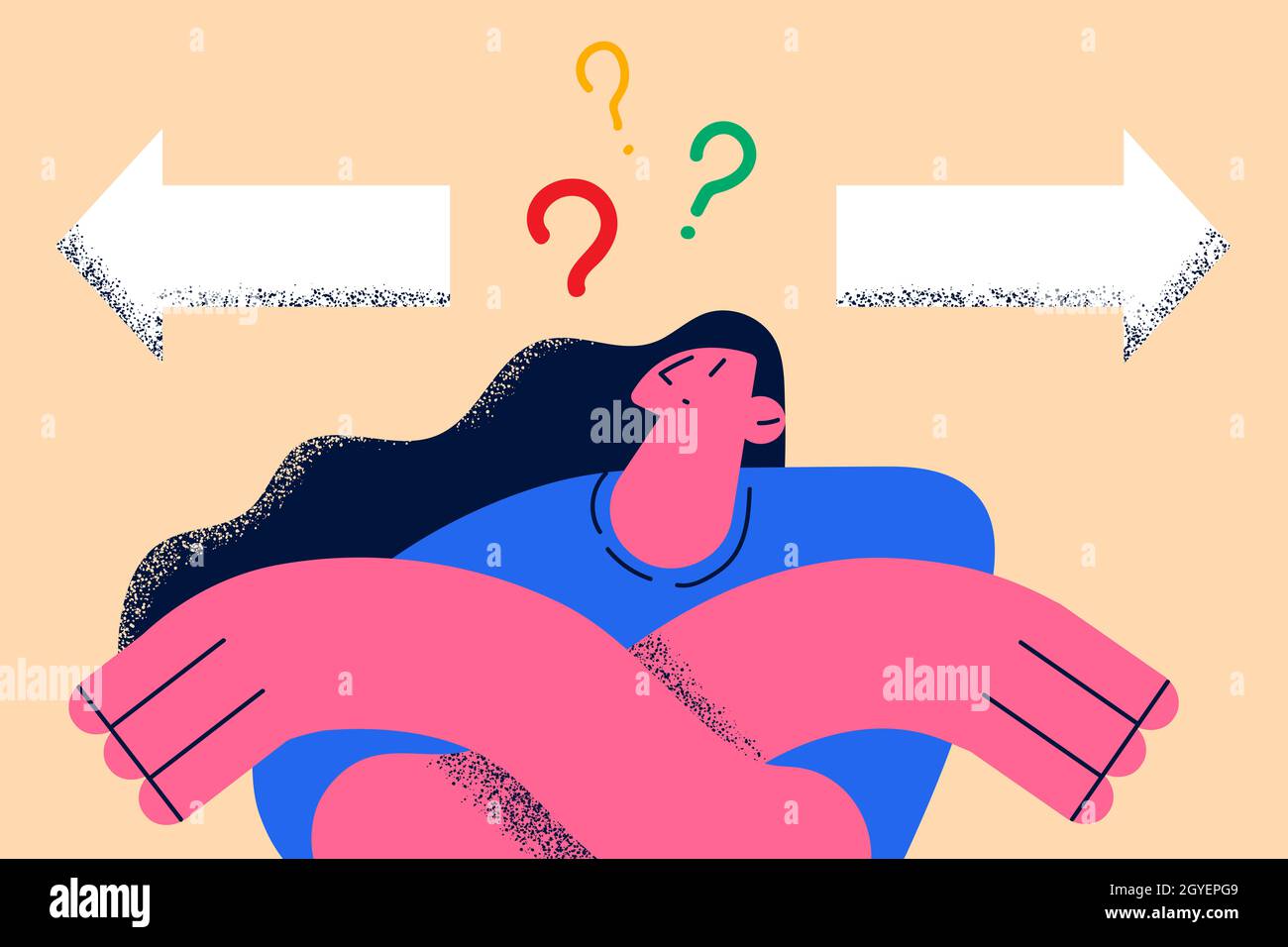 Making decision and choosing concept. Frustrated woman cartoon ...