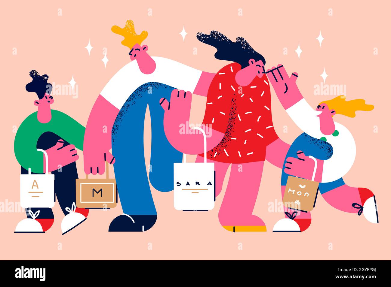 Shopping with family together concept. Happy family father mother and ...