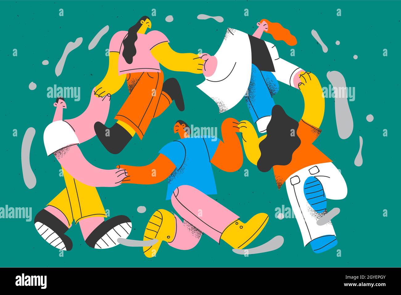 International friendship and togetherness concept. Happy young people ...