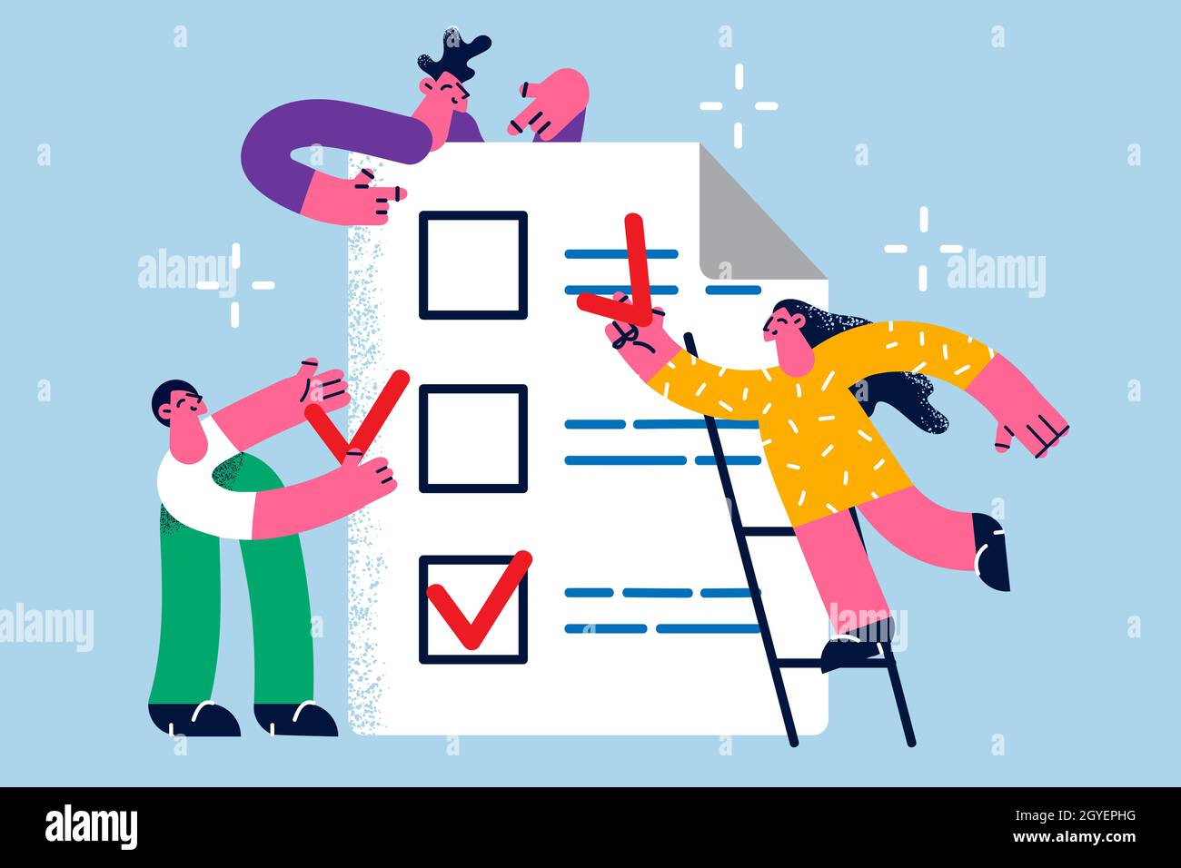 Time management and task completion concept. Group of business people ...