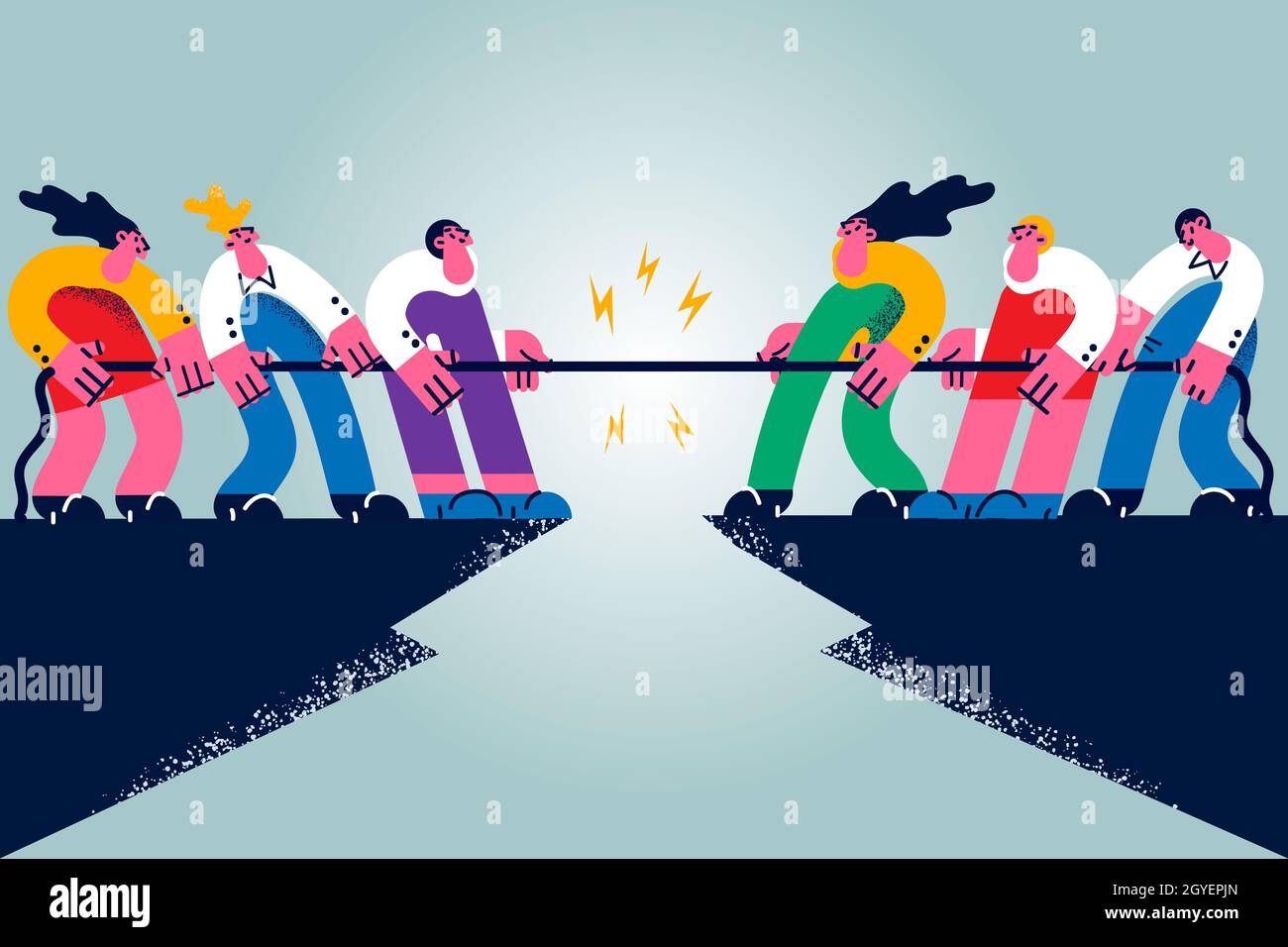 Business contest, rivalry, challenge concept. Group of people cartoon ...