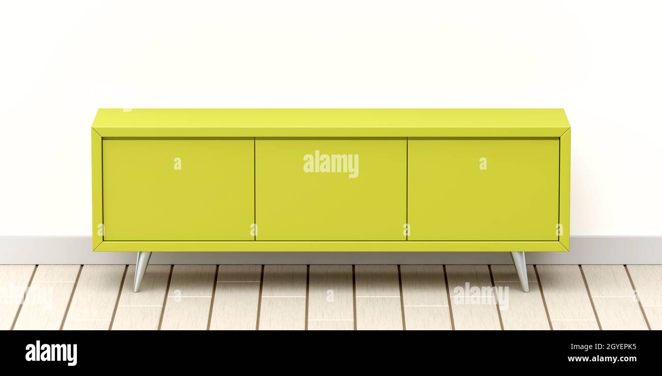 Front view of modern green tv stand in the room Stock Photo - Alamy