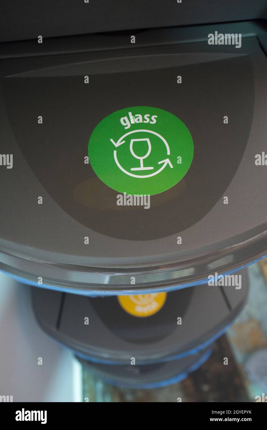 Waste stackable bin for glass. Separating household waste concept Stock ...