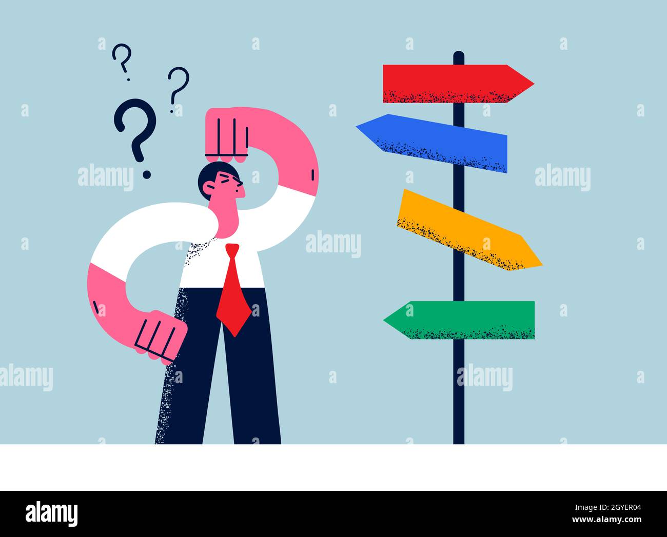 Making decision in business and opportunities concept. Confused young ...