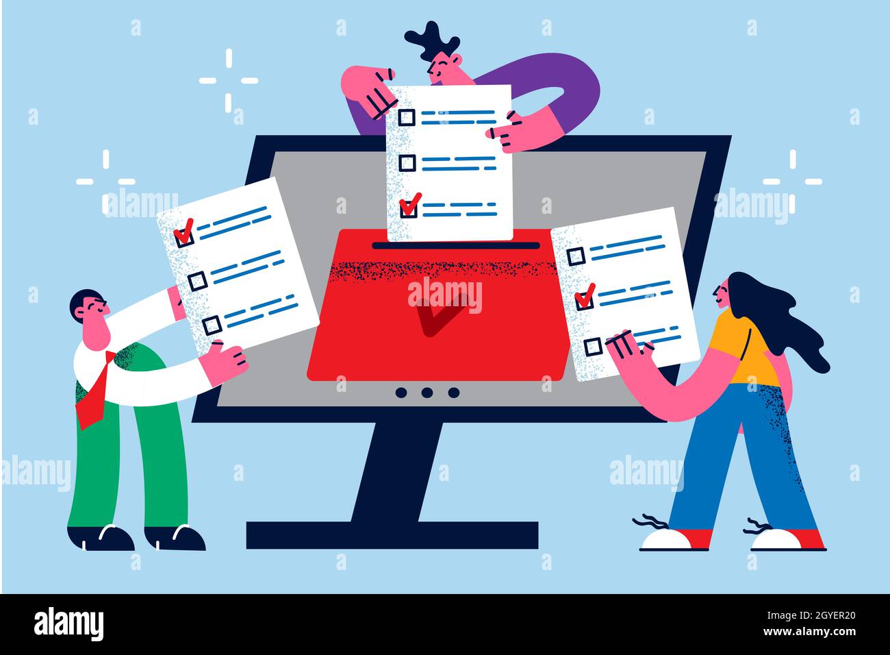 Online elections and making choice concept. Group of young people ...