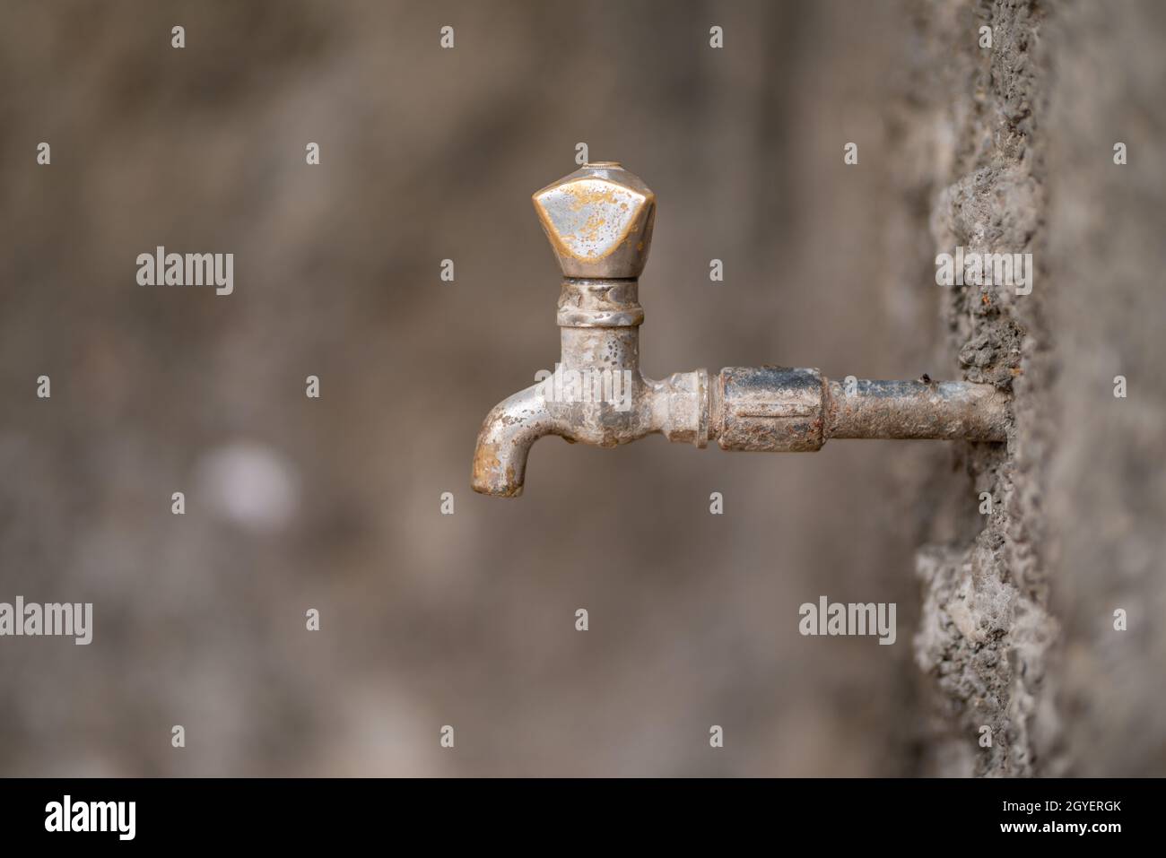 Grunge Metal Water Faucet. Rusted iron water valve control liver ...