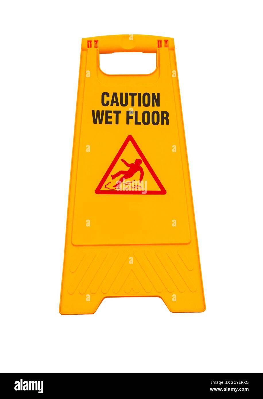 The Warning sign for slippery floor isolated on white background, copy ...
