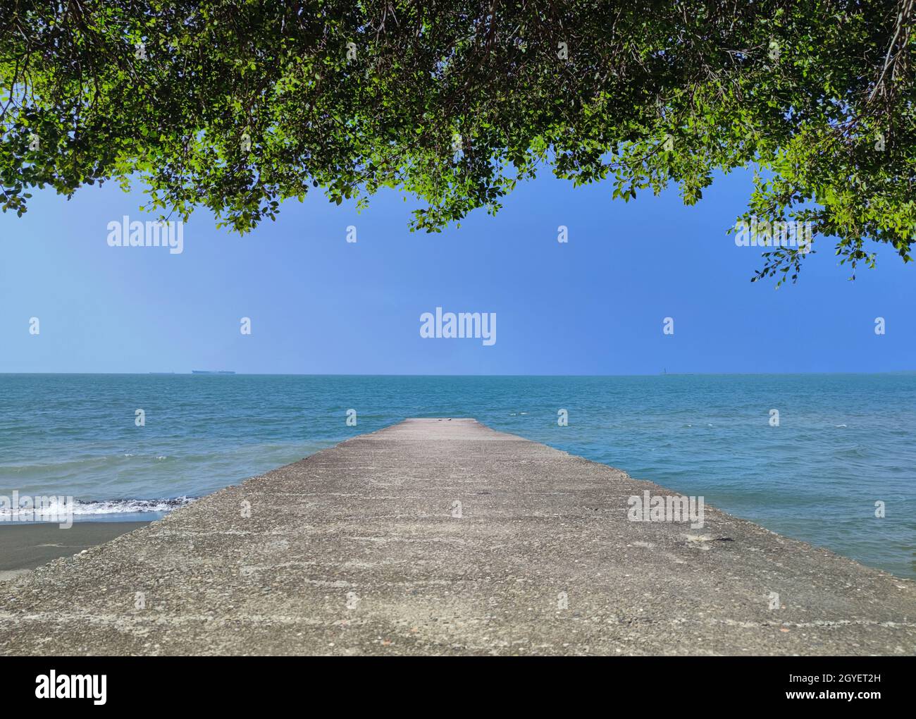 The path to nice sea beach in sunset sunshine with beautiful sky Stock ...