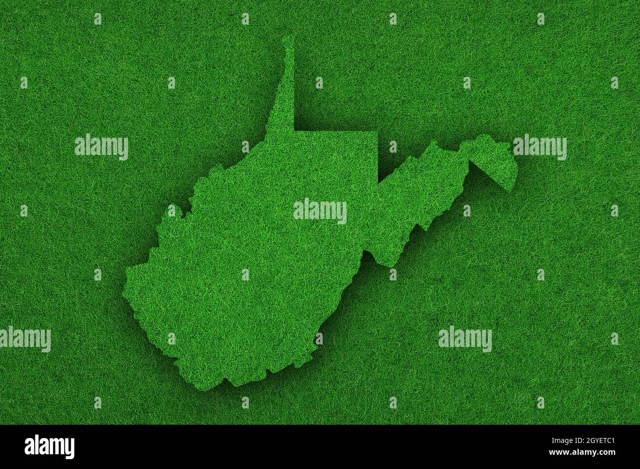 Map of West Virginia on green felt Stock Photo - Alamy