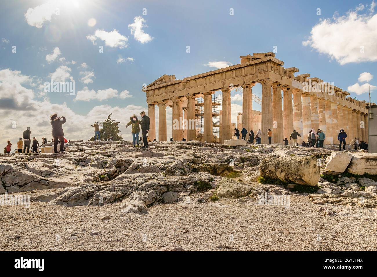 ATHENS, GREECE, JANUARY - 2020 - Famous parthenon building at acropolis ...