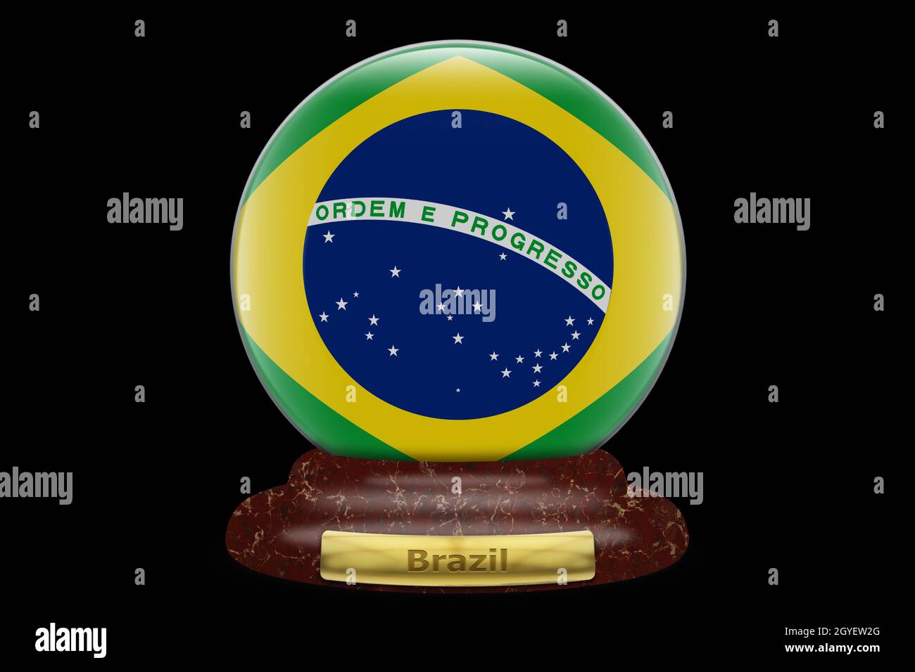 3D Flag of Brazil on a snow globe background Stock Photo - Alamy
