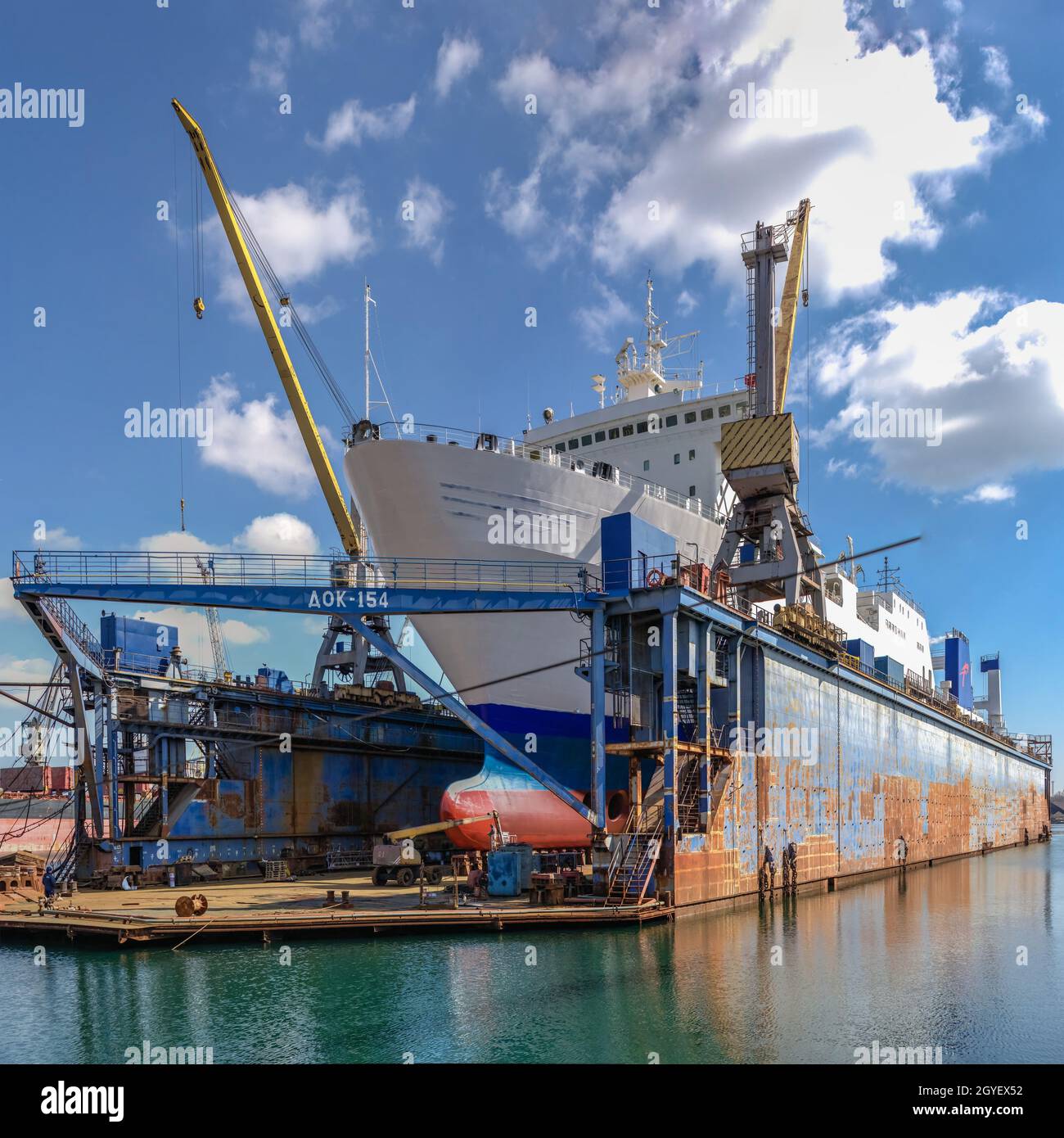 Chernomorsk, Ukraine. 21.03.2021. Large ship in dry dock of the ...