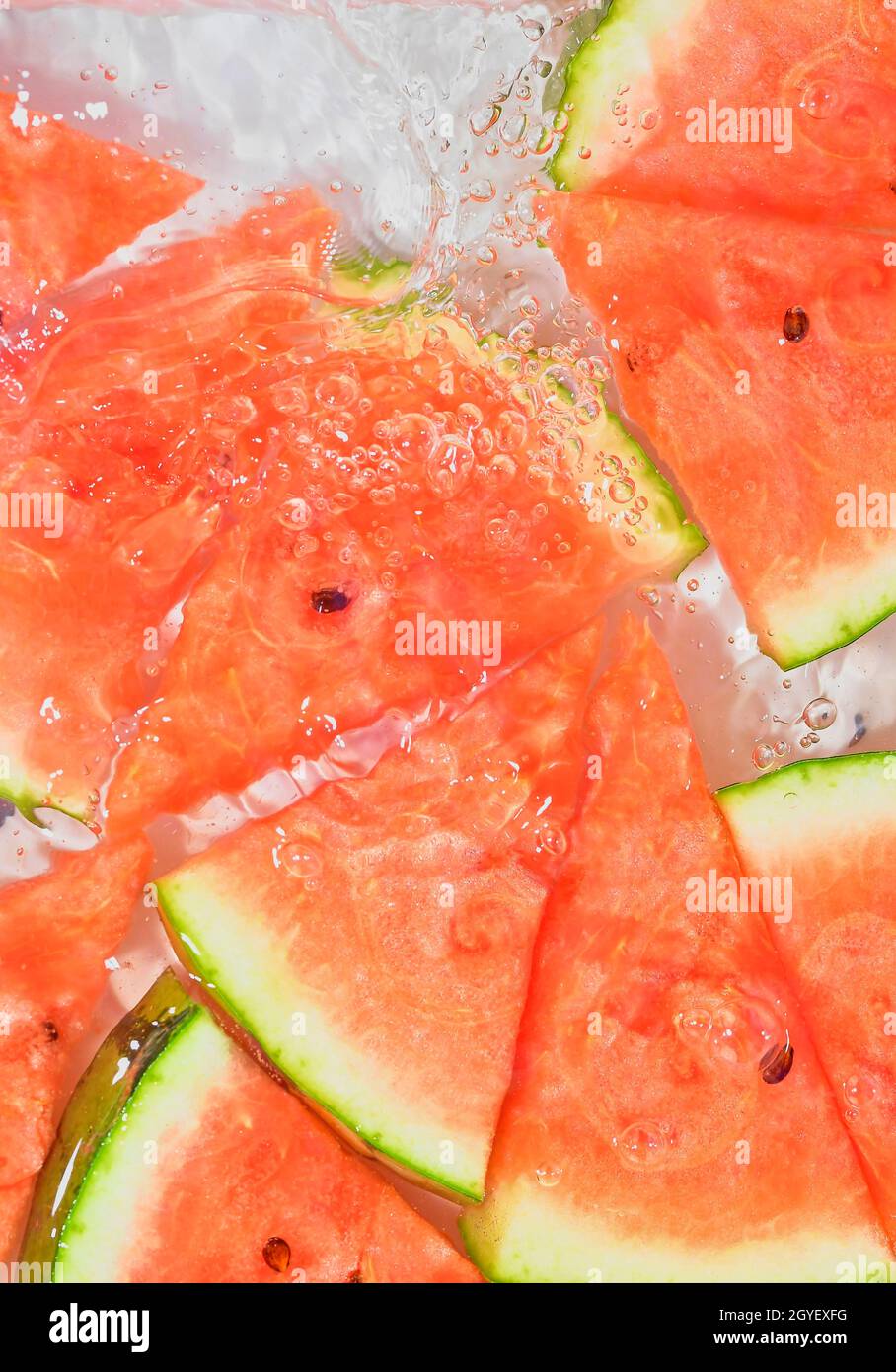 Close-up fresh slices of red melon on white background. Slices of melon ...