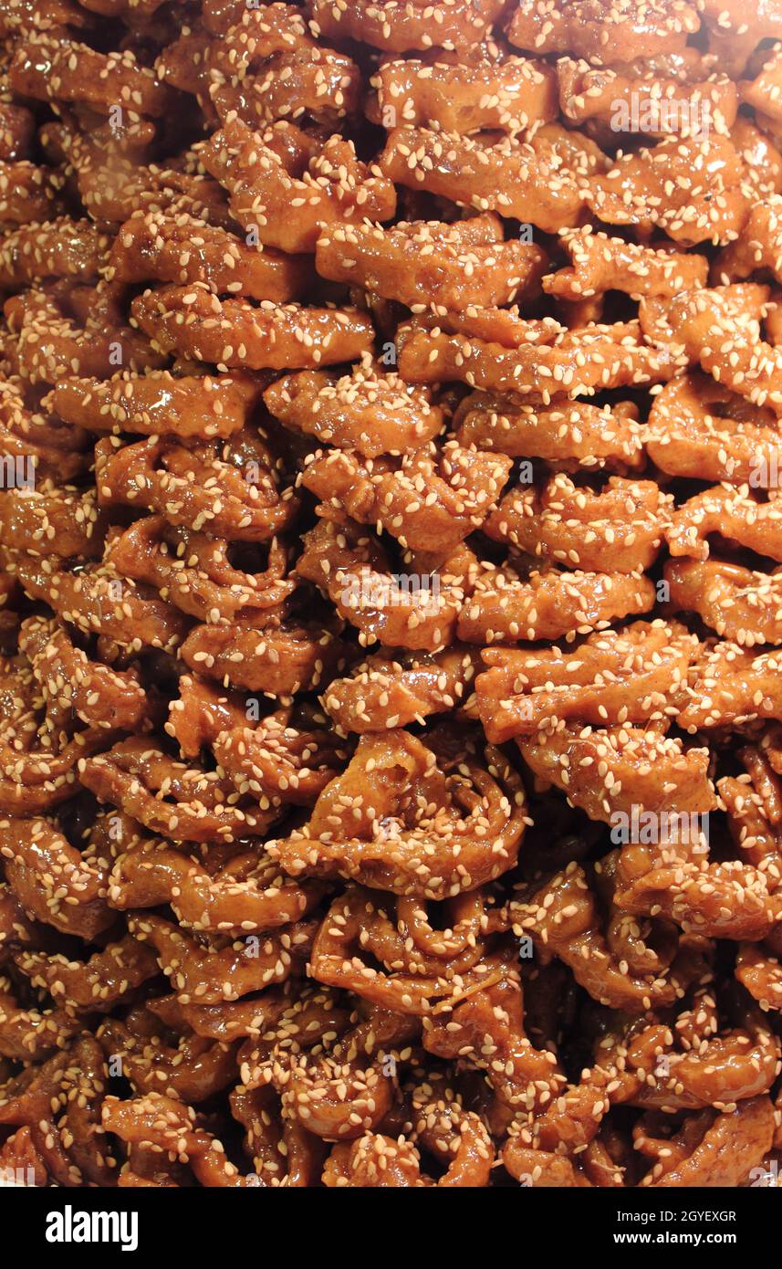Traditional moroccan sweets called Chebakia, a nutritious and delicious ...