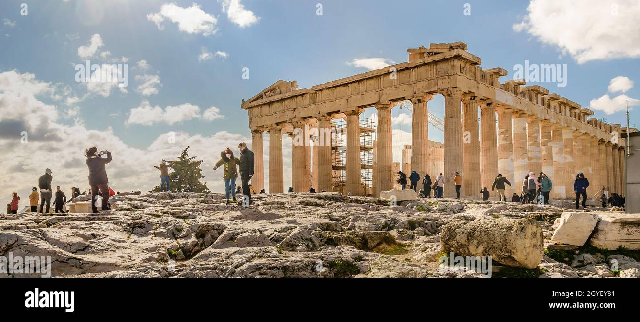 ATHENS, GREECE, JANUARY - 2020 - Famous parthenon building at acropolis of athens, greece Stock ...