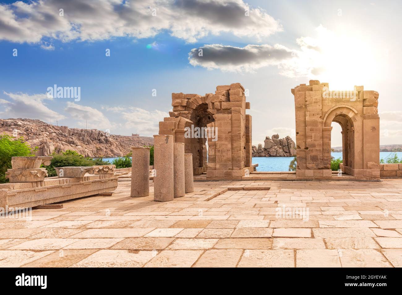 Philae Temple arch ruins, Aswan, upper Egypt Stock Photo - Alamy