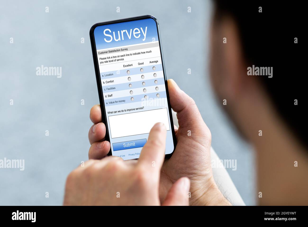 Online Electronic Survey Form On Phone Screen Stock Photo - Alamy