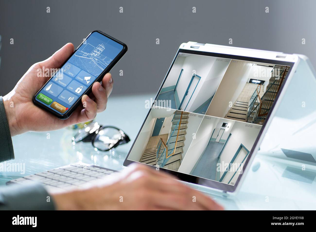 CCTV Security Camera Video On Laptop Computer Stock Photo - Alamy