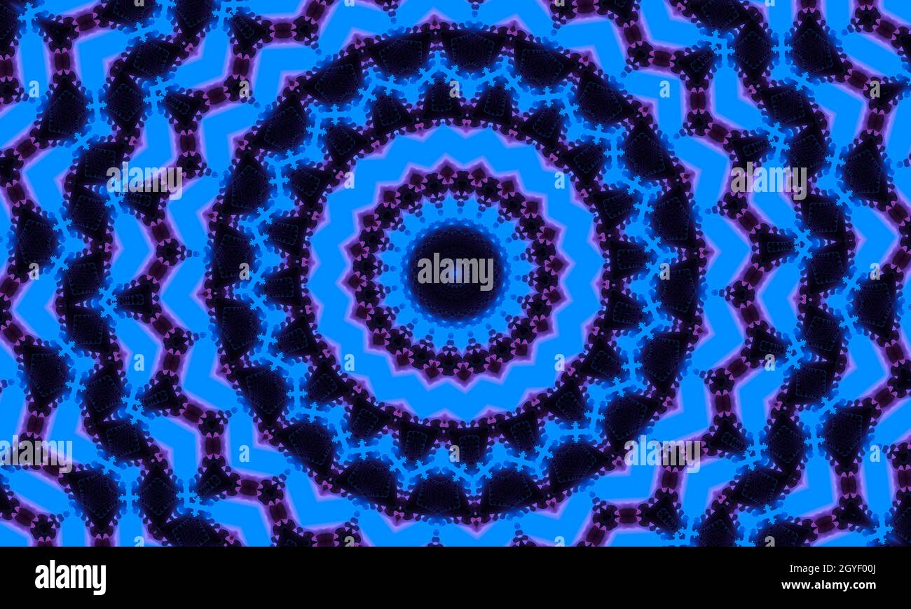 Neon cyan deep blue with purple shadow kaleidoscope Stock Photo - Alamy
