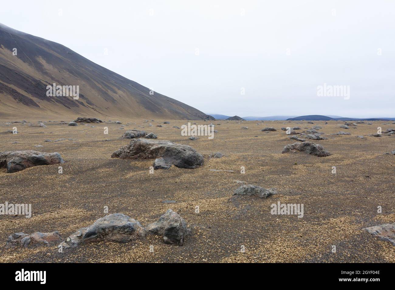 Iceland landscape along the road to Askja. Desolate Icelandic panorama ...