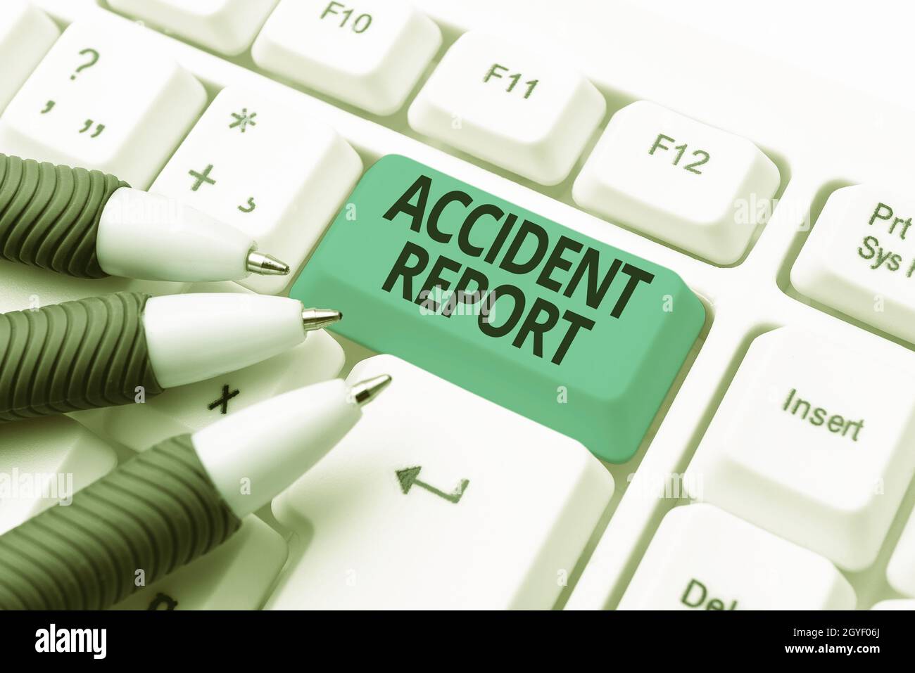 Sign displaying Accident Report, Word for formal recording of the ...