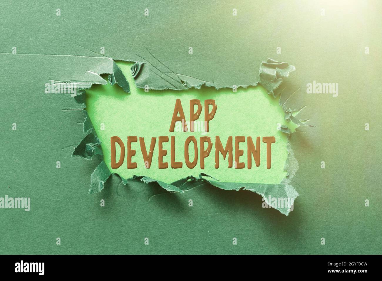Text showing inspiration App Development, Business idea the act or ...