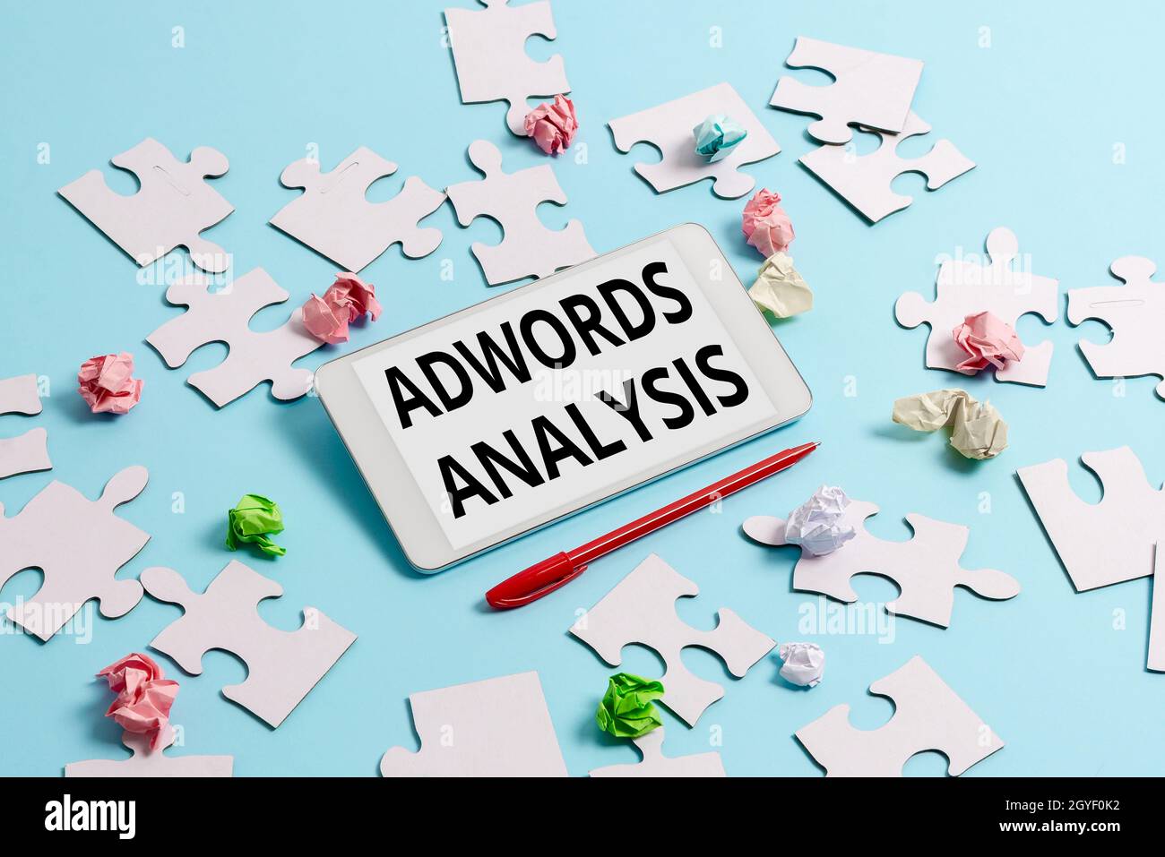 Text sign showing Adwords Analysis, Business overview monitor campaigns ...