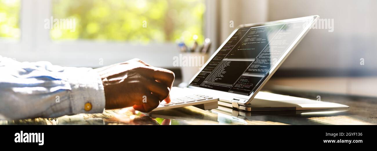 African American Web Developer Programmer. Coding Software Stock Photo ...