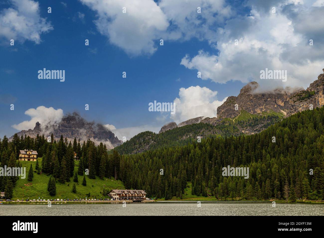 view ok Lake Misurina is the largest natural lake of the Cadore Stock ...
