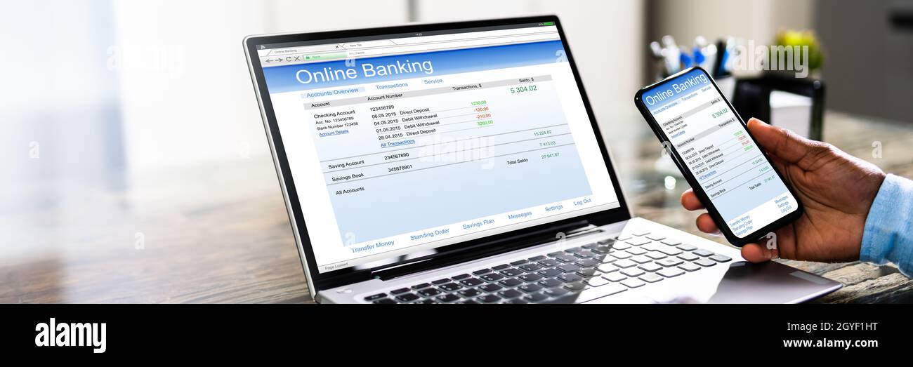 African American Using Online Bank Authentication For Transfer Stock ...