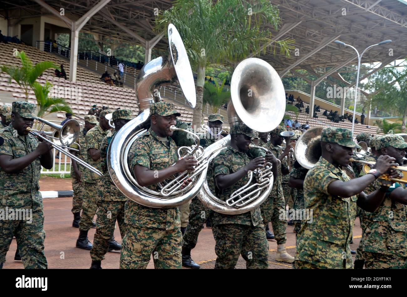 Kampala, Uganda. 7th Oct, 2021. A military band performs during a ...