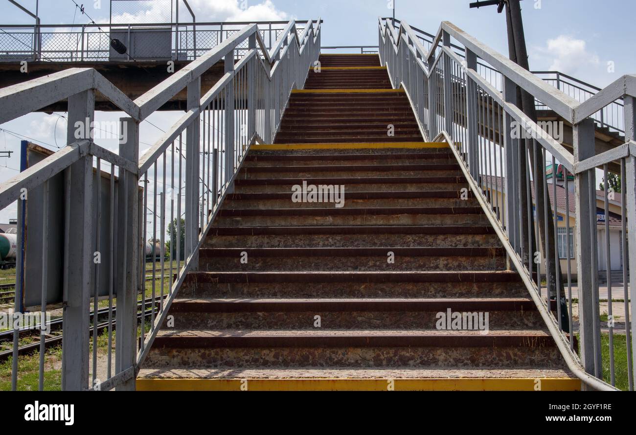 Railway bridge with steps, with impressive steps in perspective ...