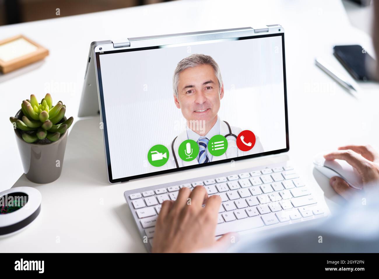 Medical Doctor Video Conference Webinar. Digital Healthcare Stock Photo ...