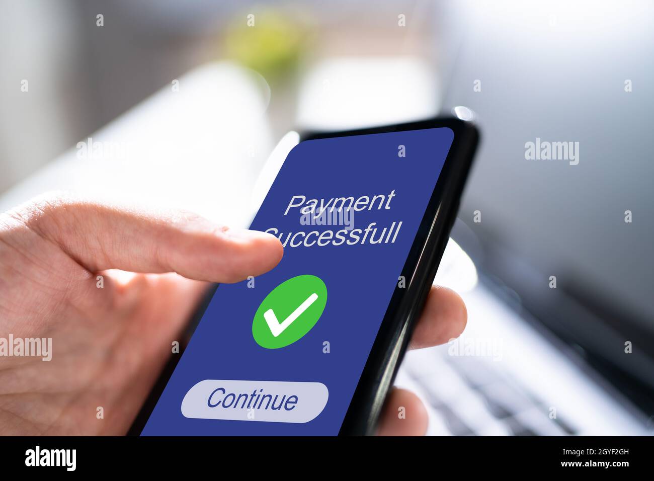 Online Money Transfer Confirmed. Rent Payment Success Stock Photo - Alamy