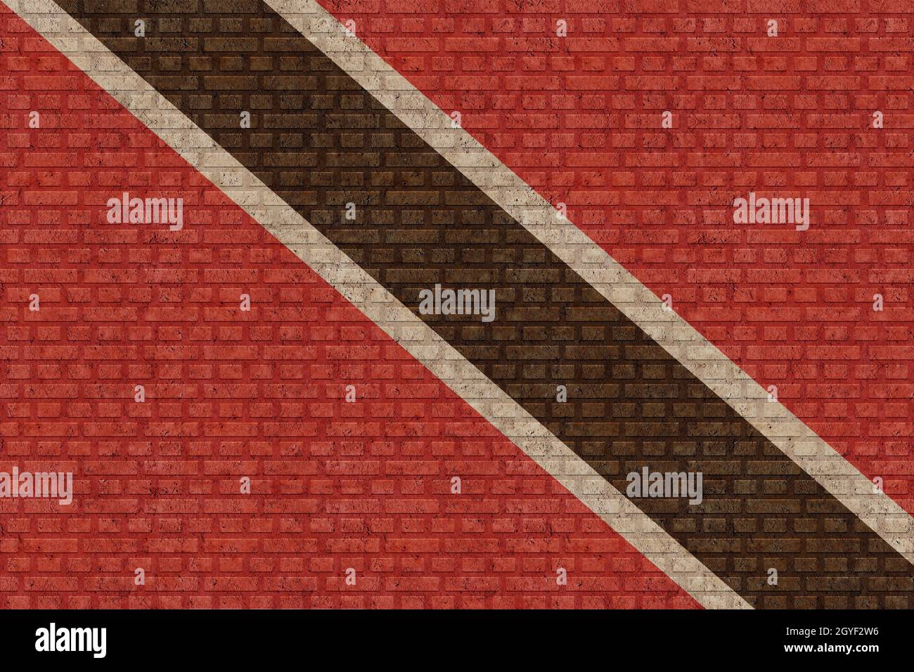 3D Flag of Trinidad and Tobago on a old brick wall background Stock ...