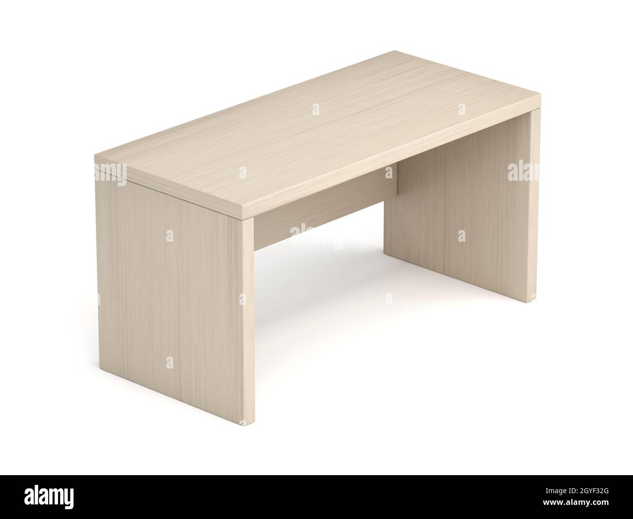 Wooden desk on white background Stock Photo - Alamy