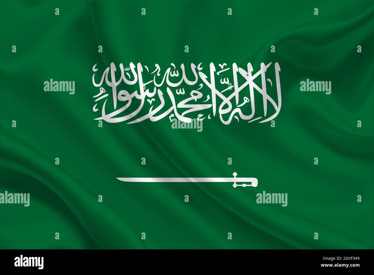 3D Flag of Saudi Arabia on a wrinkled fabric Stock Photo - Alamy